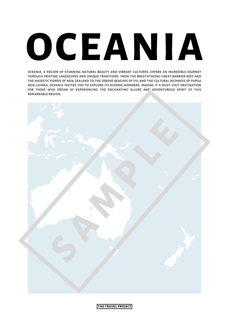 Oceania Map. Minimal Travel Print. Map of Oceania. World Maps. Street ...