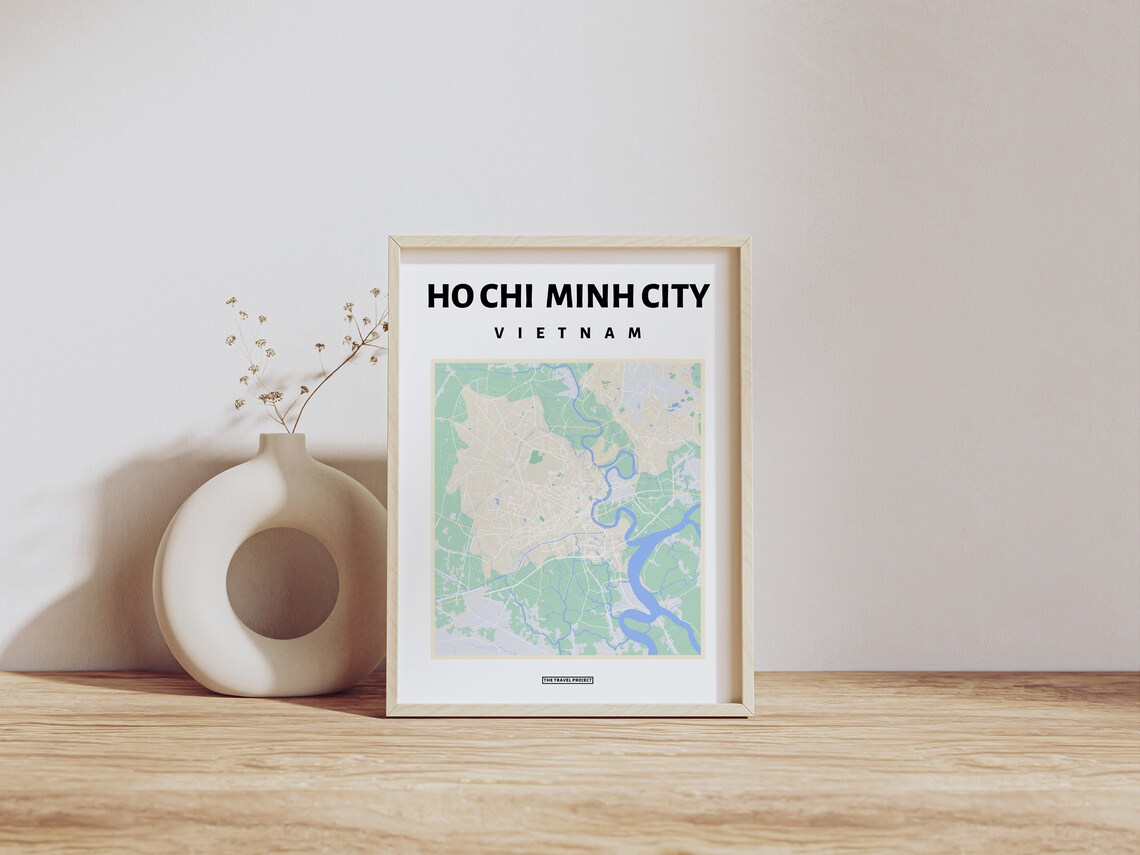 Ho Chi Minh City Map. Vietnam Travel Print. Map of Asia. World Maps ...