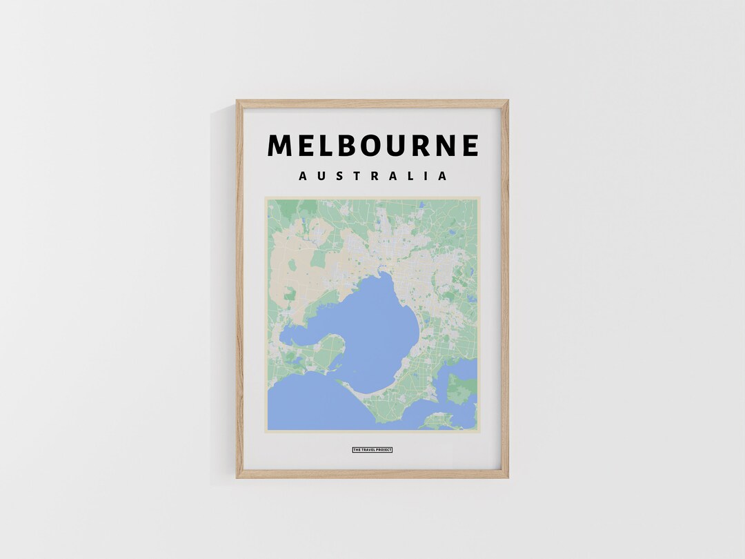 Melbourne City Map. Australia Travel Print. Map of Oceania. World Maps ...