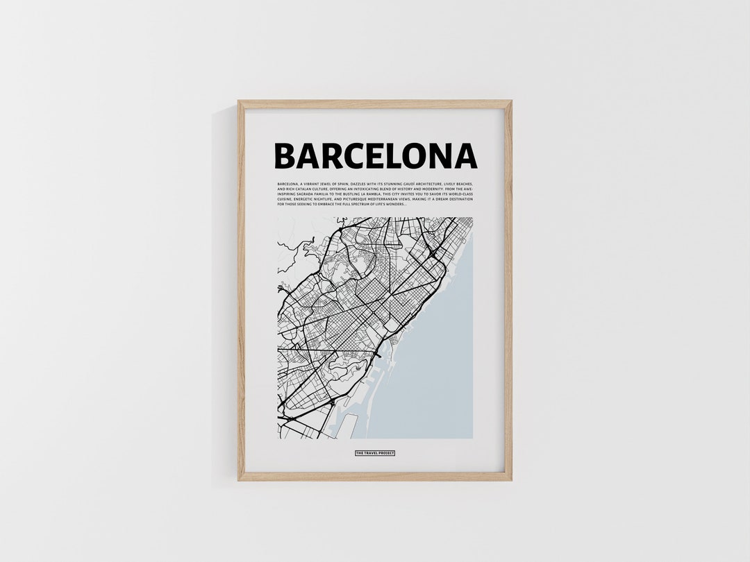 Barcelona City Map. Minimal Travel Print. Map of Spain. World Maps ...