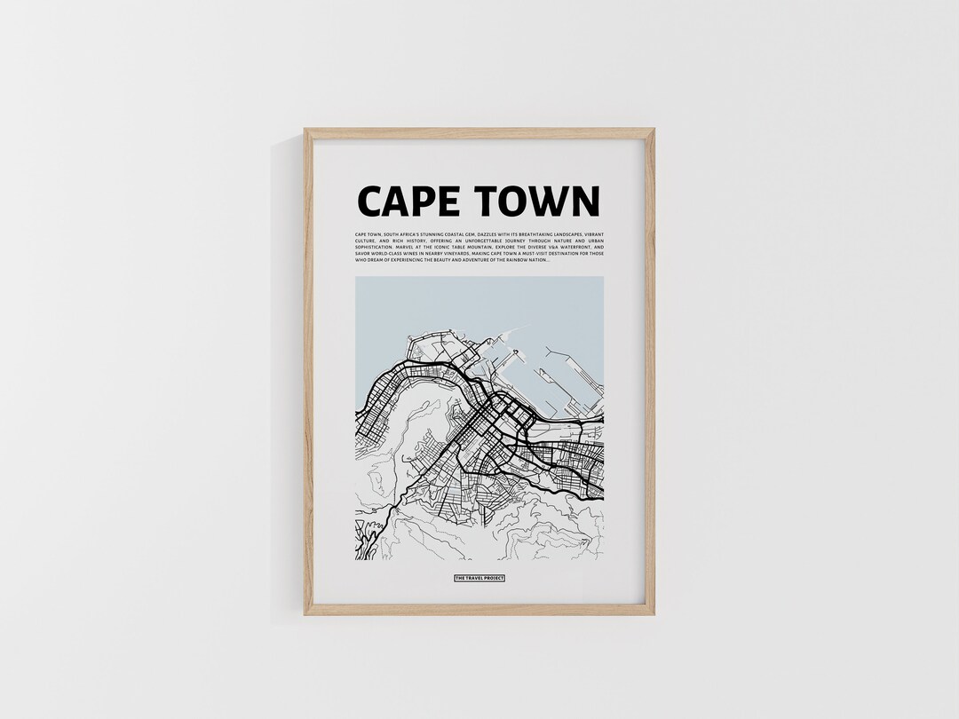 Cape Town City Map. Minimal Travel Print. South Africa Map. World Maps ...