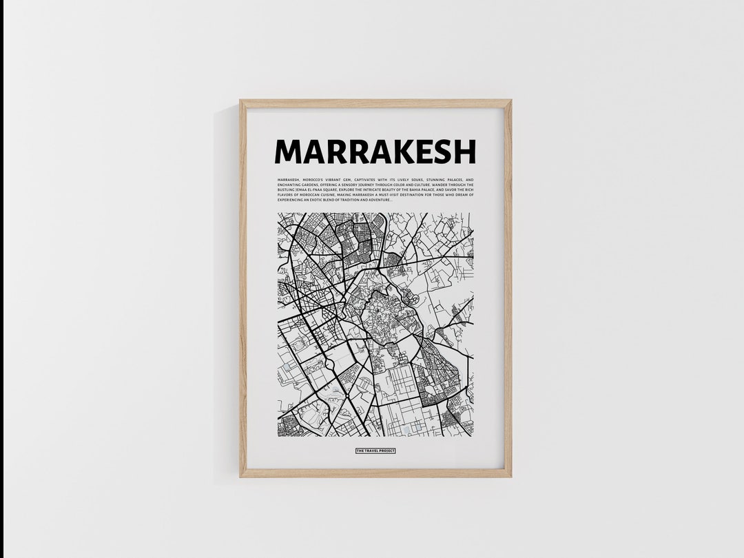 Marrakesh City Map. Minimal Travel Print. Map of Morocco. World Maps ...