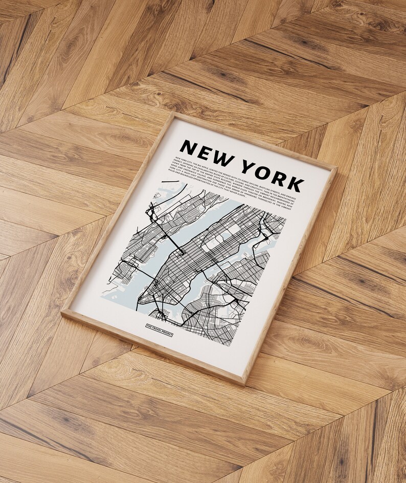 New York City Map. Minimal Travel Print. Map of USA. World Maps. Street ...