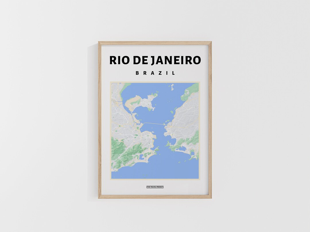 Rio De Janeiro City Map. Brazil Travel Print. Map of South America ...