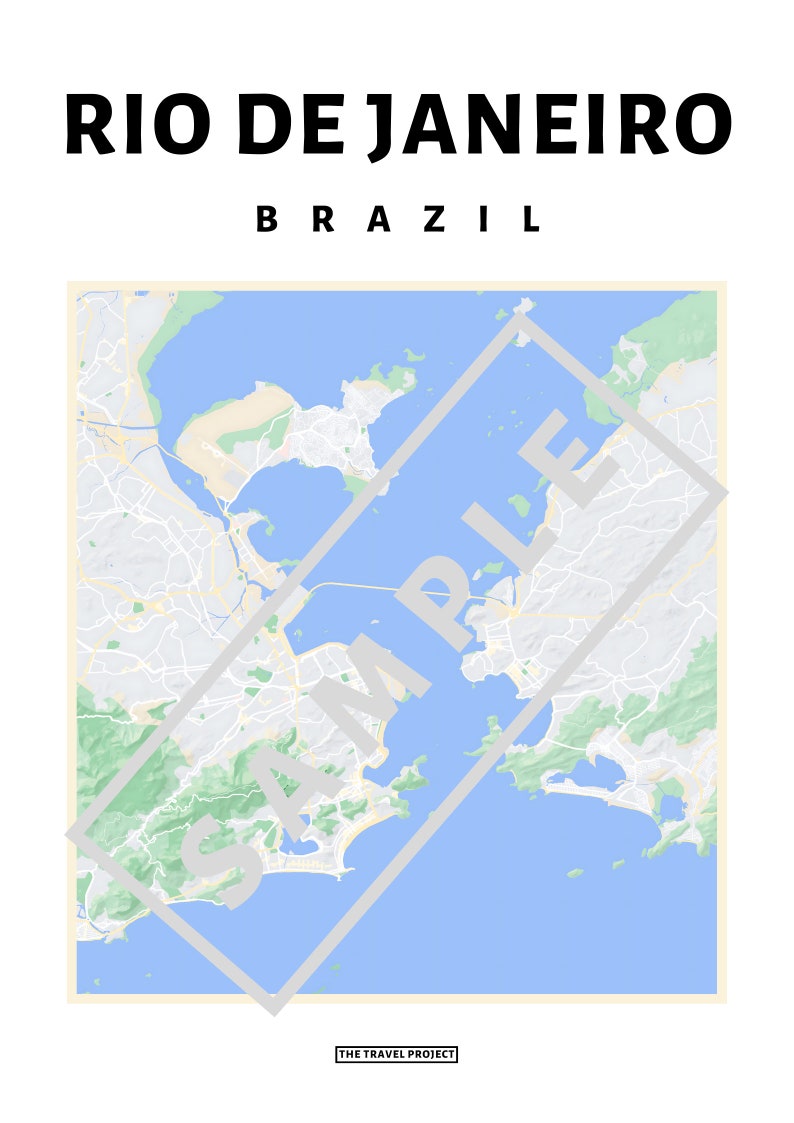 Rio De Janeiro City Map. Brazil Travel Print. Map of South America ...