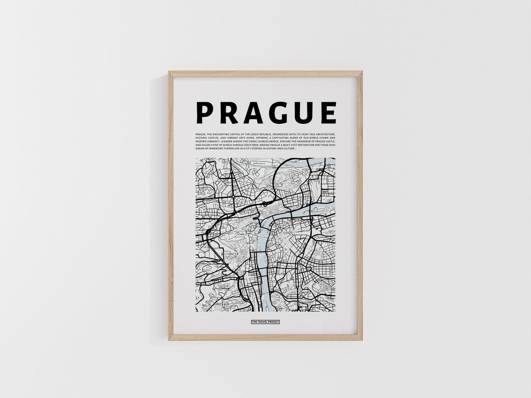 Prague City Map. Minimal Travel Print. Map of Czech Republic. World ...