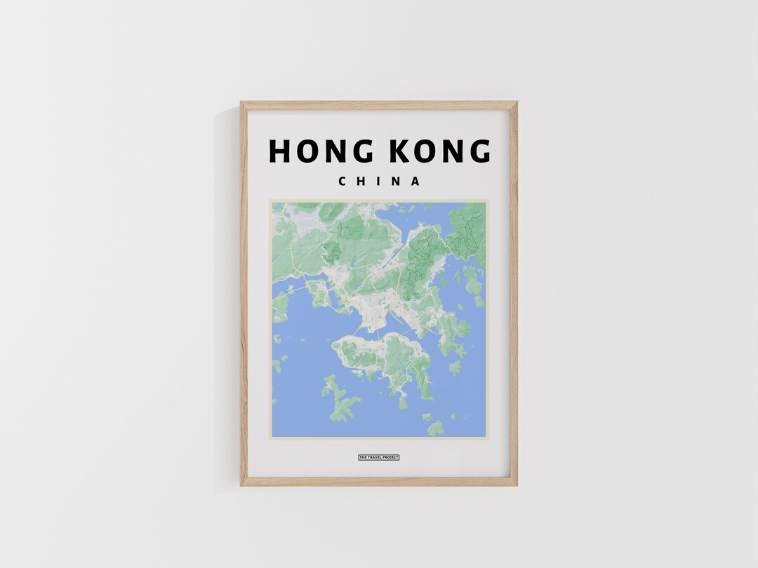 Hong Kong City Map. Hong Kong Travel Print. Map of Asia. World Maps ...