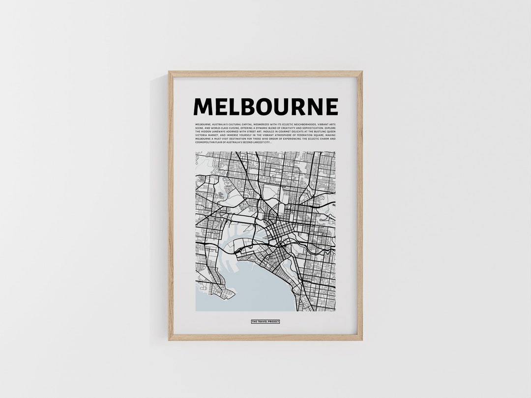 Melbourne City Map. Minimal Travel Print. Map of Australia. World Maps ...