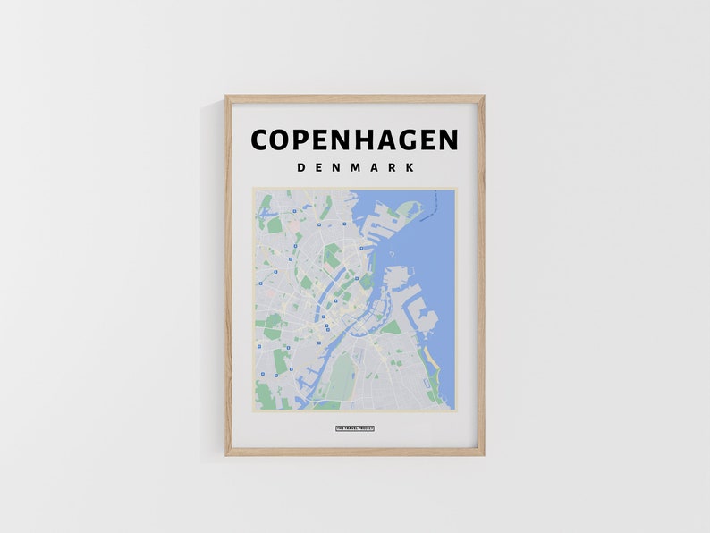 Copenhagen City Map. Denmark Travel Print. Map of Europe. World Maps ...
