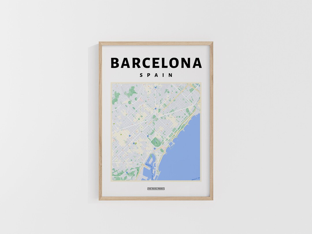 Barcelona City Map. Spain Travel Print. Map of Europe. World Maps ...