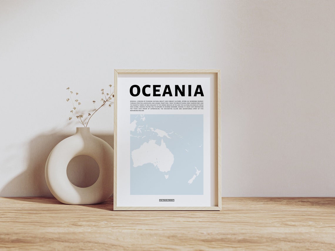Oceania Map. Minimal Travel Print. Map of Oceania. World Maps. Street ...