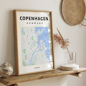 Copenhagen City Map. Denmark Travel Print. Map of Europe. World Maps ...