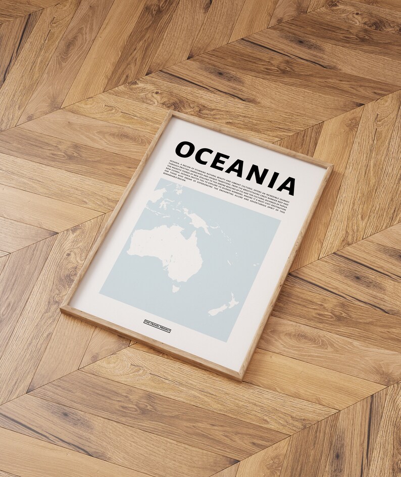 Oceania Map. Minimal Travel Print. Map of Oceania. World Maps. Street ...