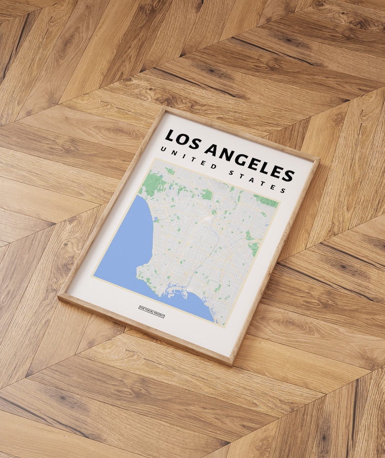 Los Angeles City Map. USA Travel Print. Map of America. World Maps ...