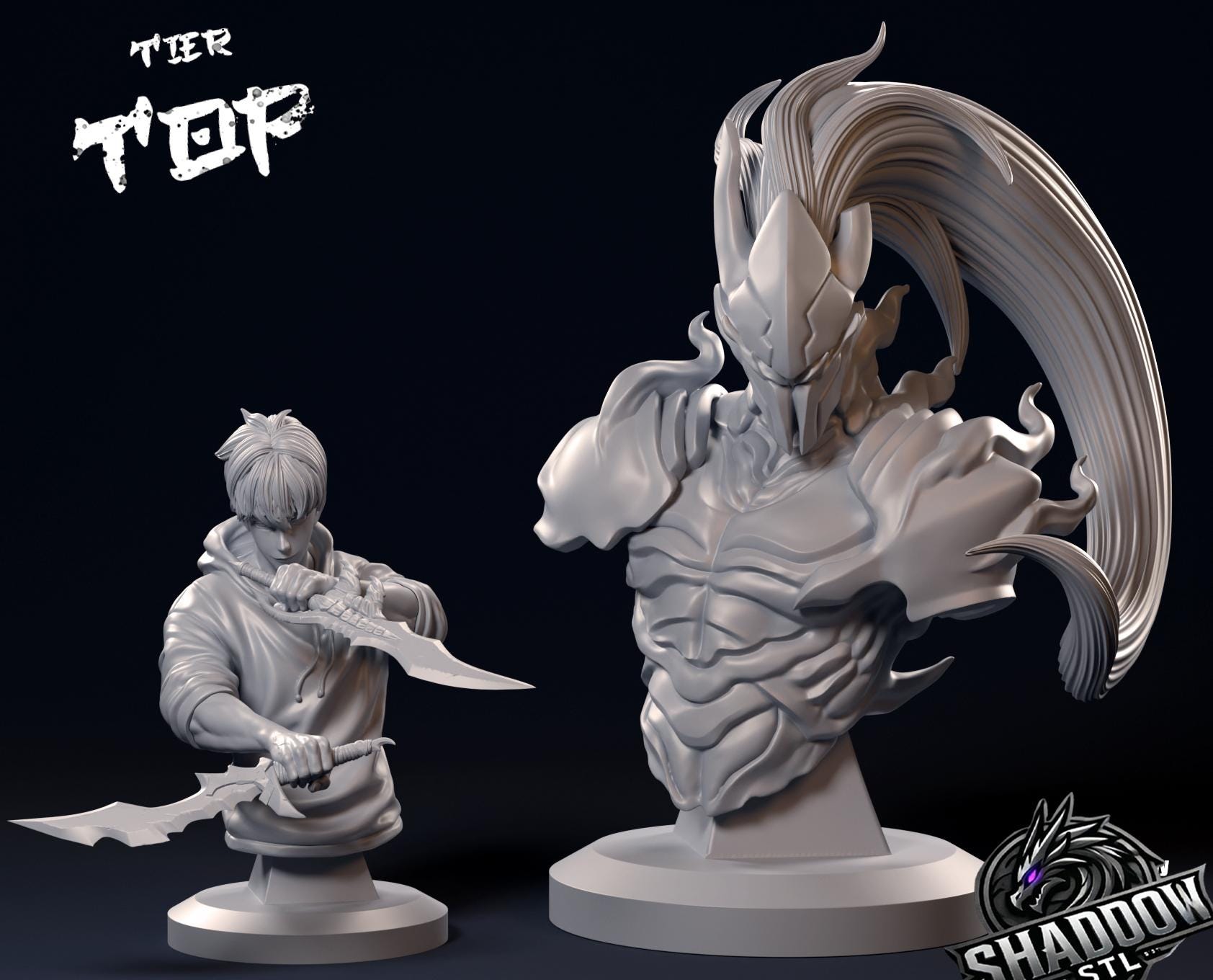 Sung Jin Woo e Igris Solo Leveling Arquivo STL para impressão 3D - Etsy ...