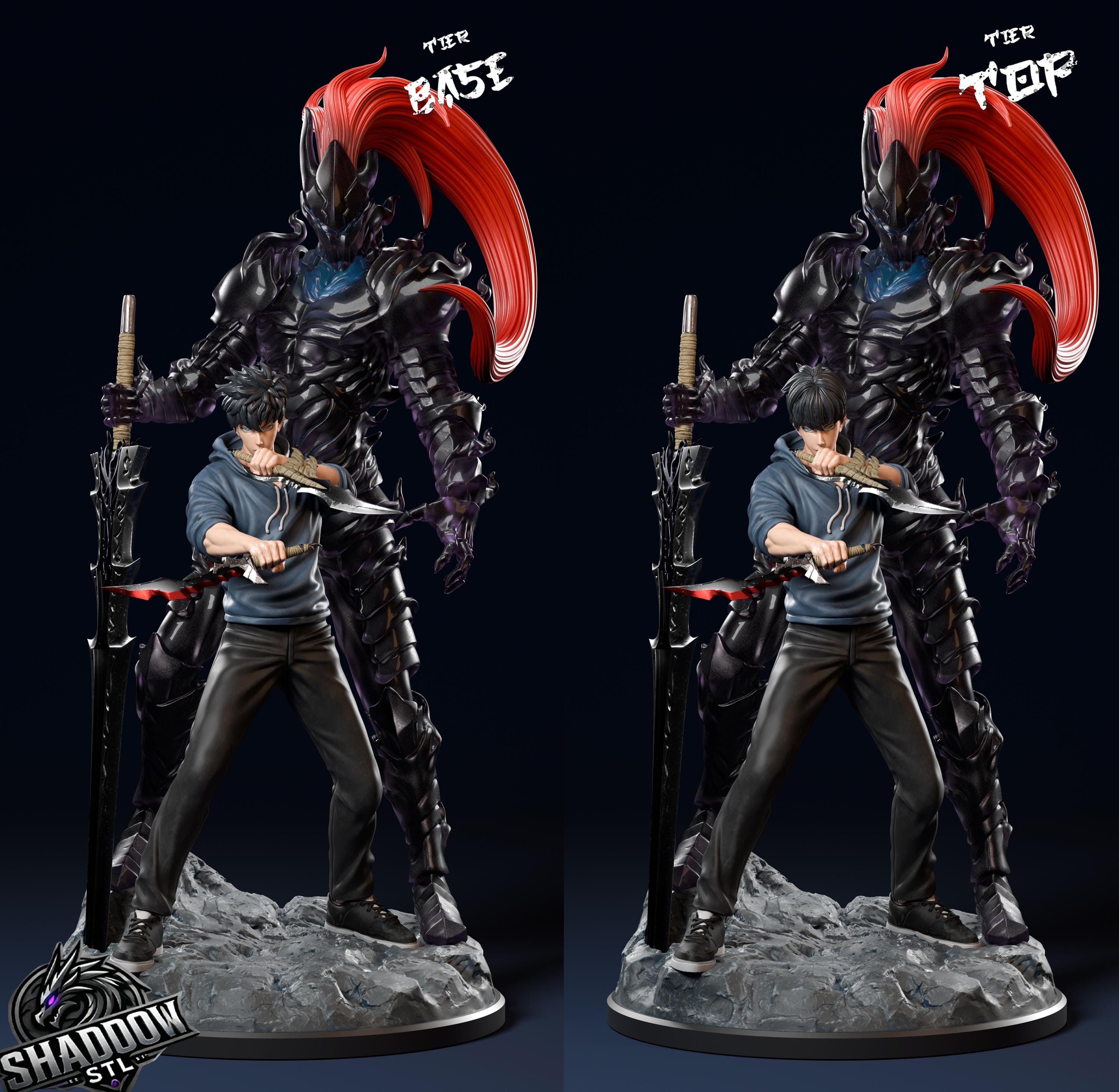 Sung Jin Woo e Igris Solo Leveling Arquivo STL para impressão 3D - Etsy ...