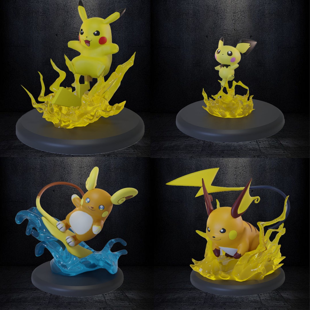 3D Pikachu and Raichu Pokemon SLA 3D STL Model Set Digital Download ...