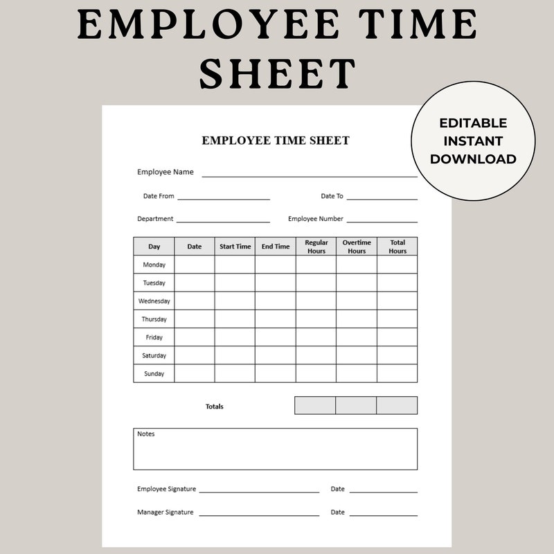 Employees Time Sheets - Etsy