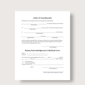 Letter of Guardianship, Notary Letter, Guardianship, Notary Form ...
