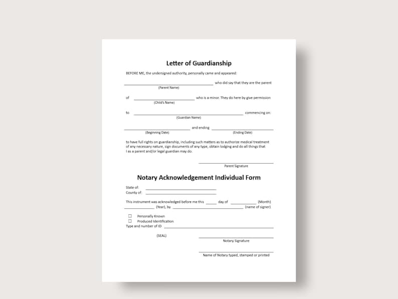 Letter of Guardianship, Notary Letter, Guardianship, Notary Form ...