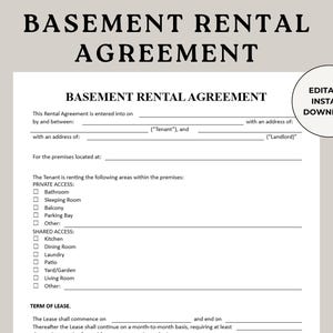Basement Rental Agreement Template - Etsy