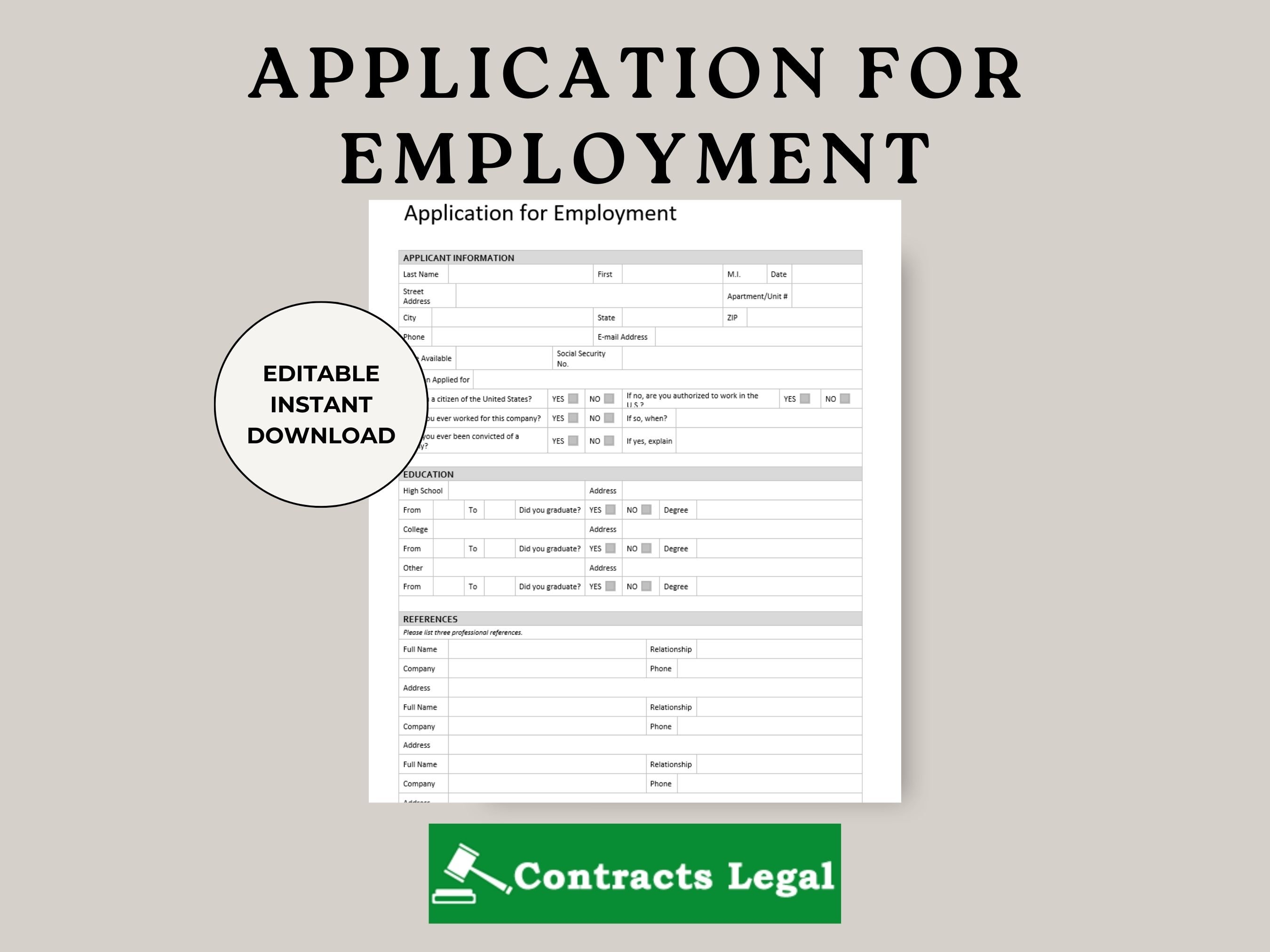 Application for Employment, Job Application, Employee Application ...