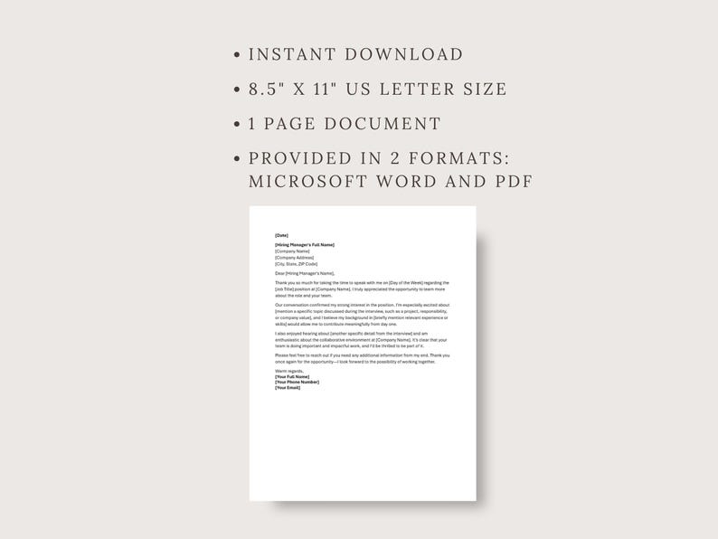 Interview Follow-up Letter Template: Customizable Thank You Note ...