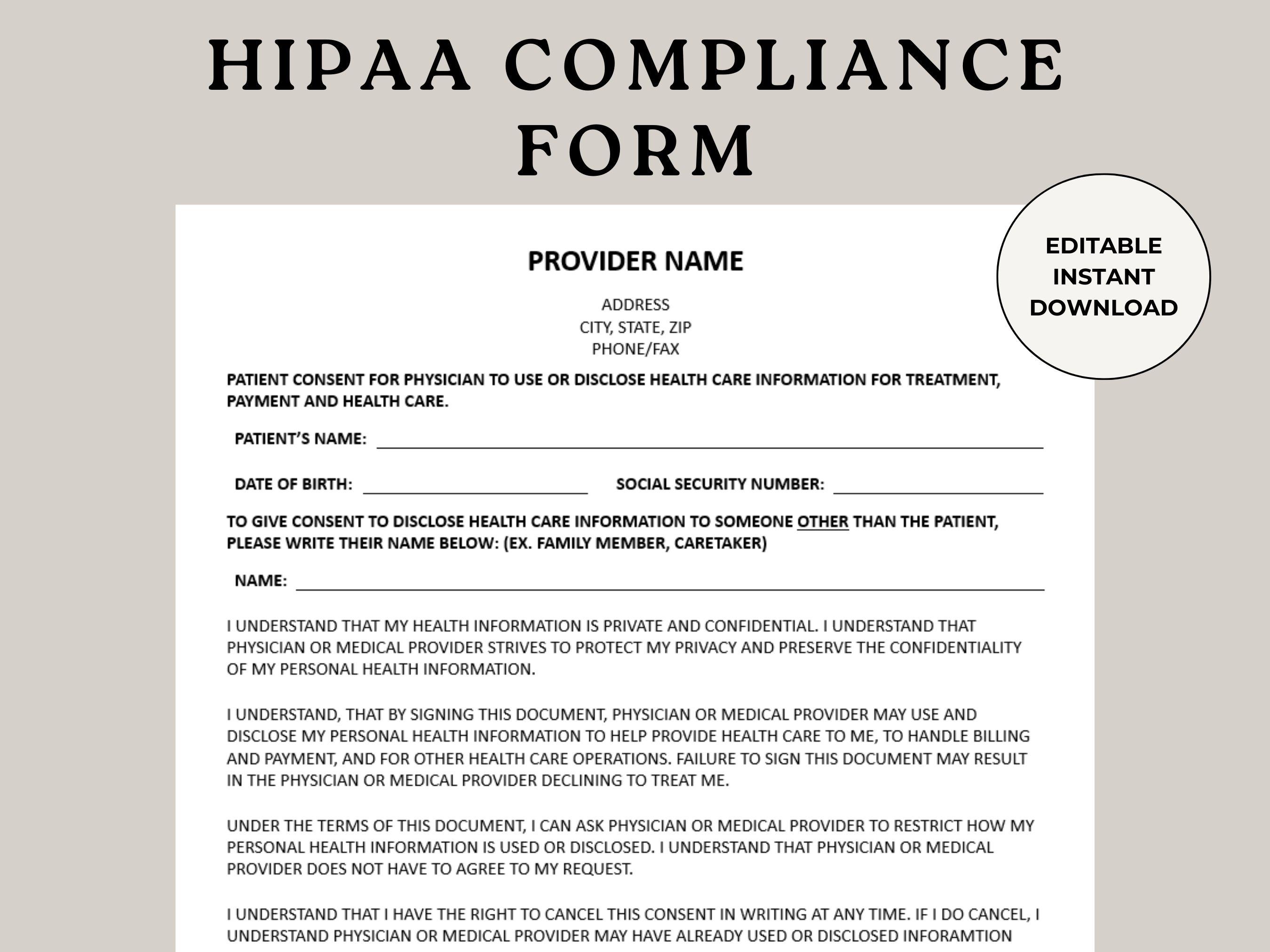 HIPAA Compliance Form: Patient Registration & Privacy Consent (digital ...