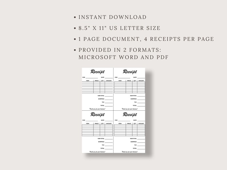 Printable Business Receipt Template: Professional Payment Confirmation ...