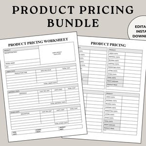 Product Pricing Worksheet Bundle, Price Calculator, Business Costs ...