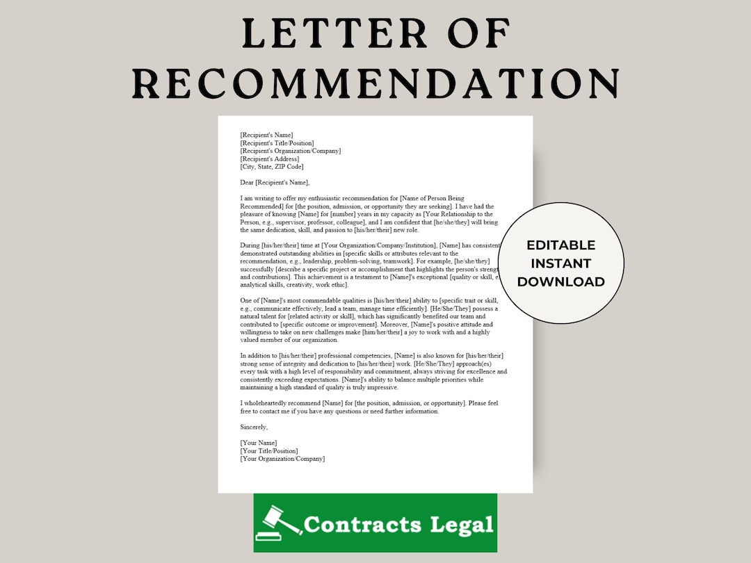 Letter of Recommendation, Job Reference Letter, Character ...