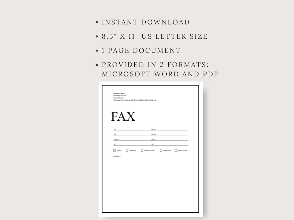 Fax Cover Sheet, Fax Sheet, Fax Cover, Personal Fax Cover, Administrative Forms, Editable Word ...