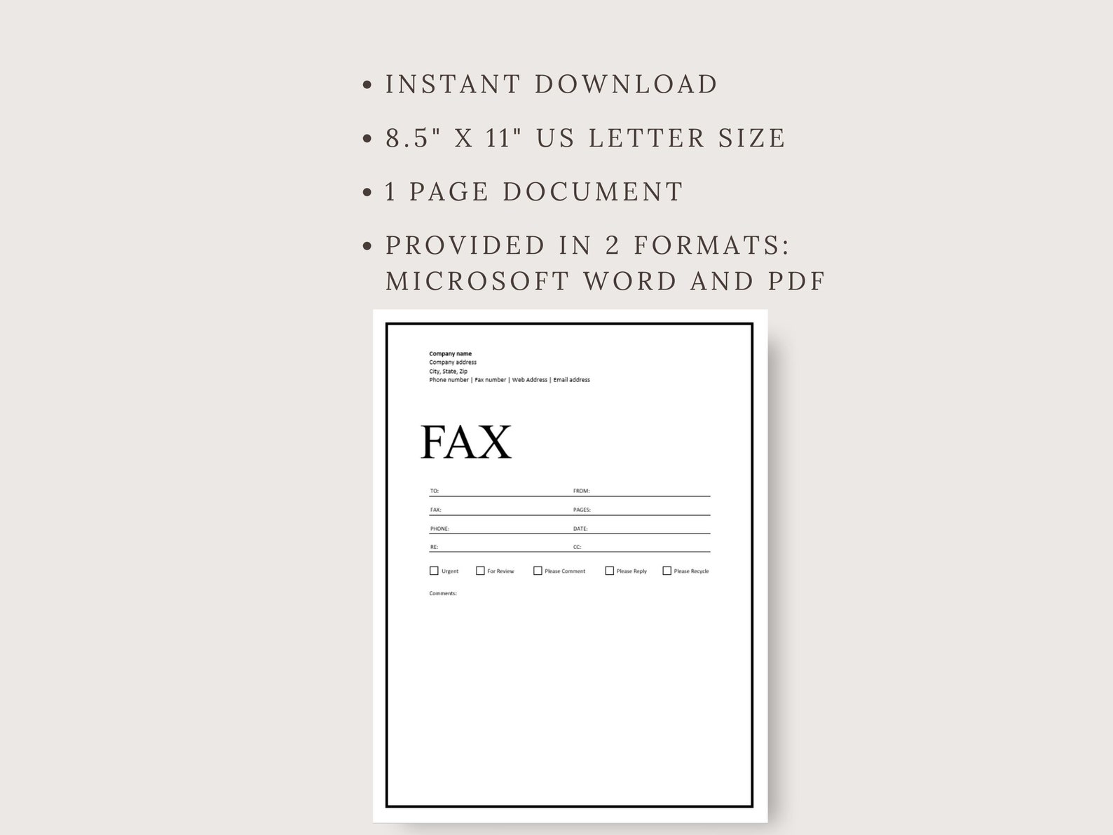 Fax Cover Sheet, Fax Sheet, Fax Cover, Personal Fax Cover ...