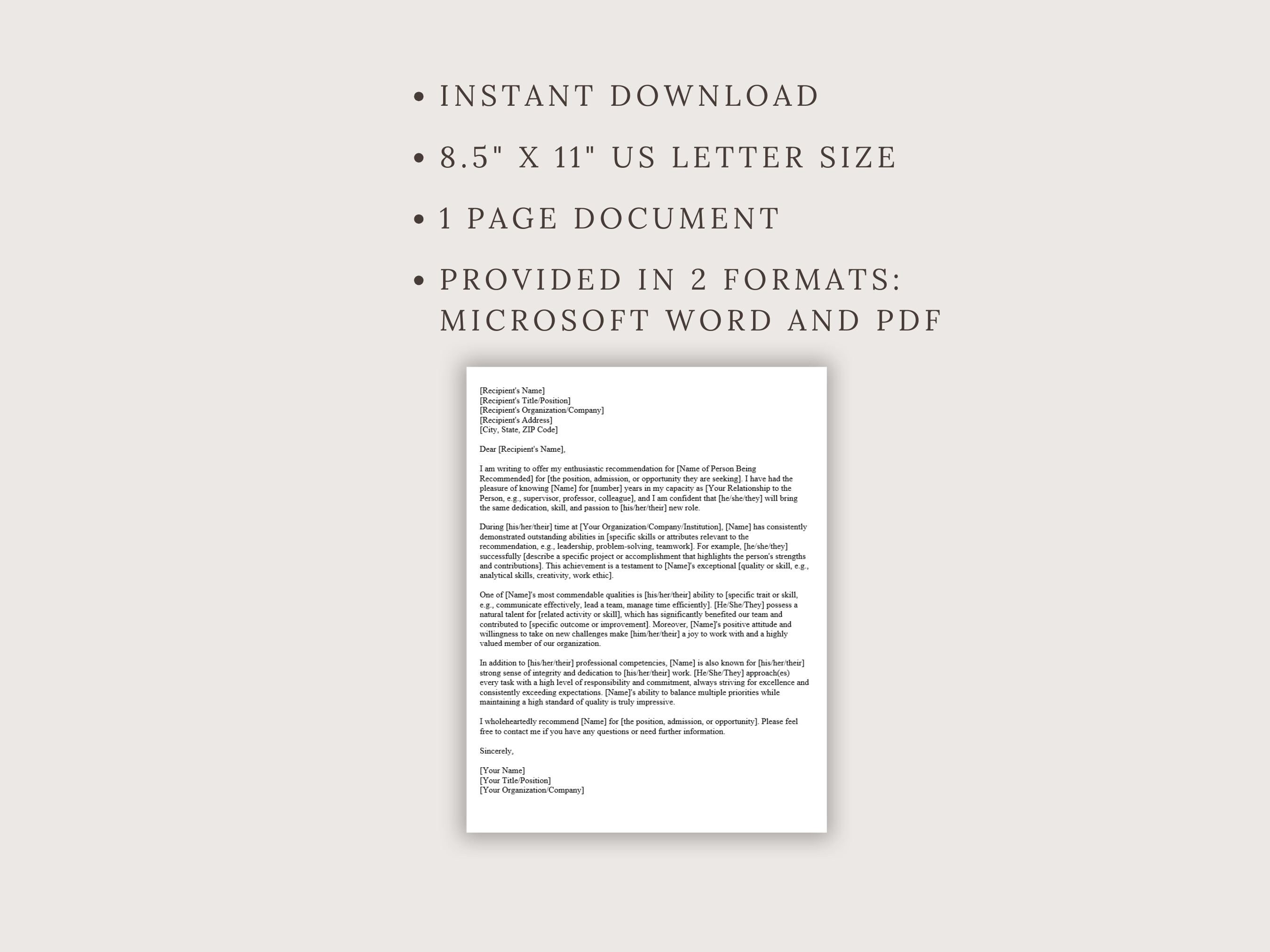 Letter of Recommendation, Job Reference Letter, Character ...