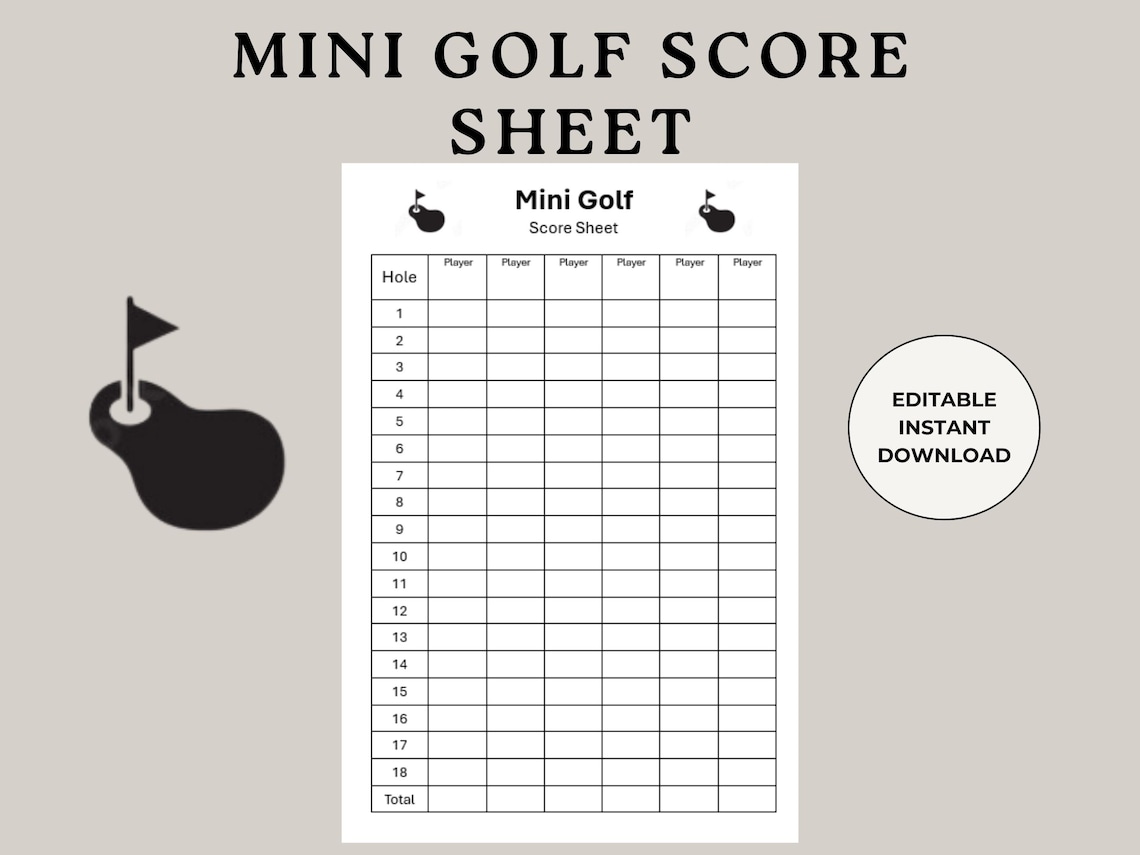 Printable Mini Golf Scorecard: Putt Putt Scoresheet Template (PDF ...