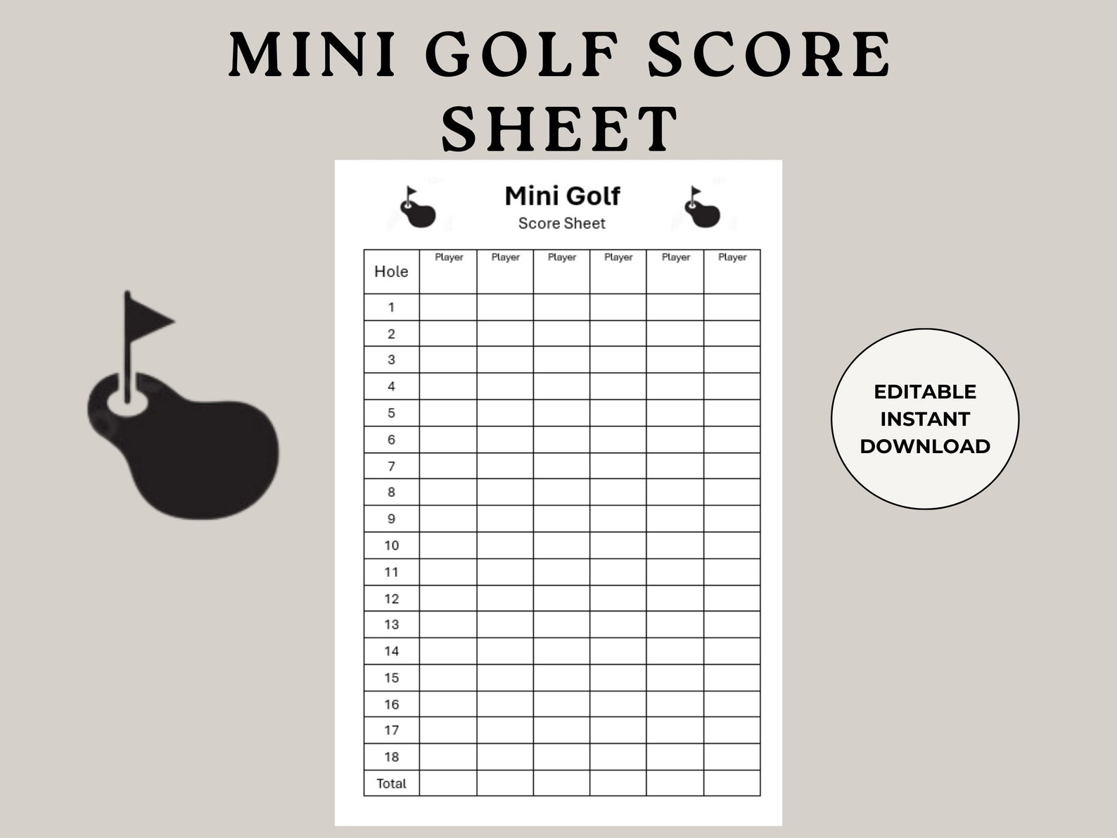 Mini Golf Score Sheet, Putt Putt Scorecard, Mini Golf Scorecard ...