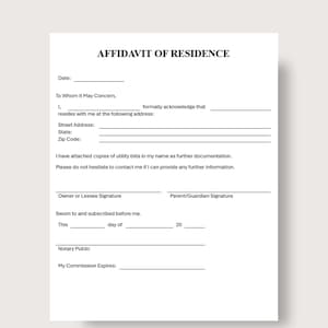 Proof of Residency, Proof of Residence, Notary Form, Proof Letter ...