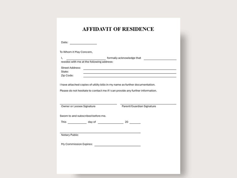 Proof of Residency, Proof of Residence, Notary Form, Proof Letter ...