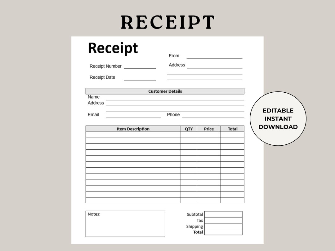 Printable Receipt, Customer Receipt, Sales Receipt, Purchase Receipt ...