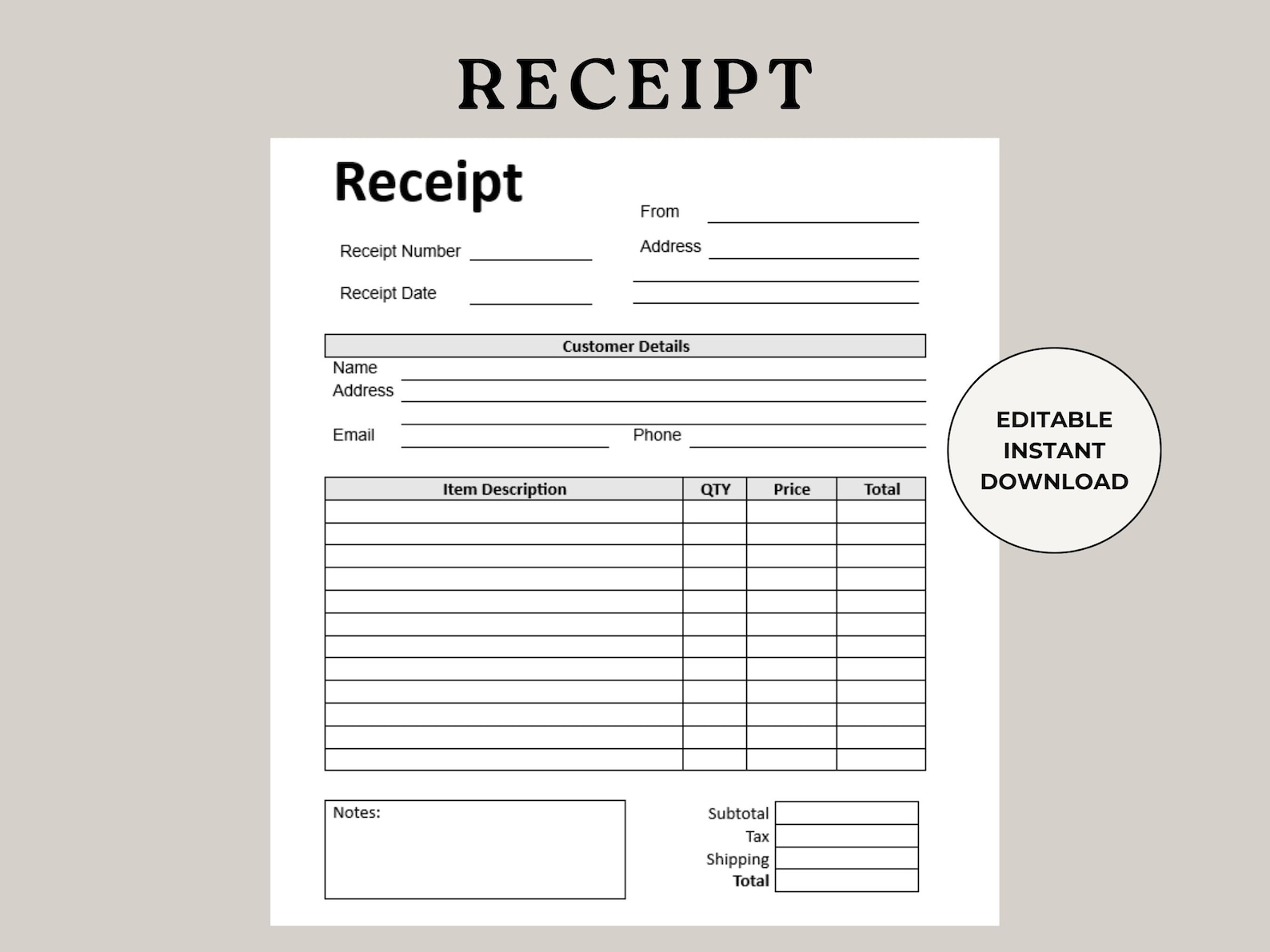 Printable Receipt, Customer Receipt, Sales Receipt, Purchase Receipt ...
