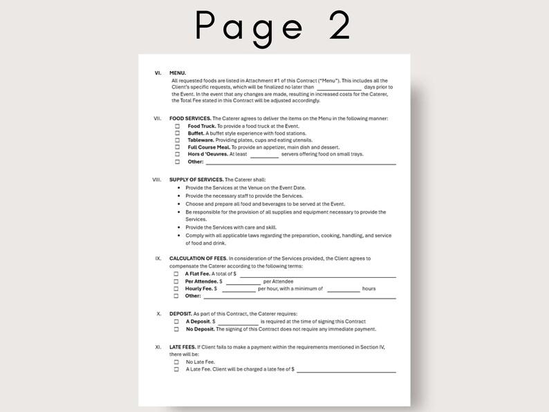 Catering Contract Template: Event Planner Agreement (PDF & Word) - Etsy