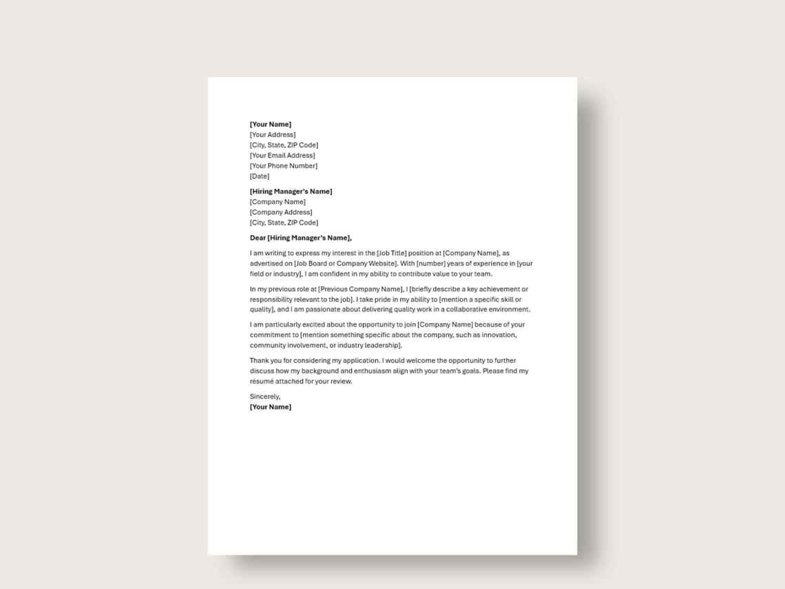Simple Cover Letter, Cover Letter Form, Cover Letter Example, Cover ...