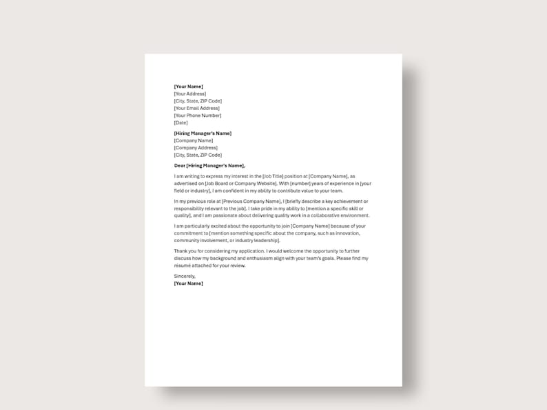 Simple Cover Letter, Cover Letter Form, Cover Letter Example, Cover ...