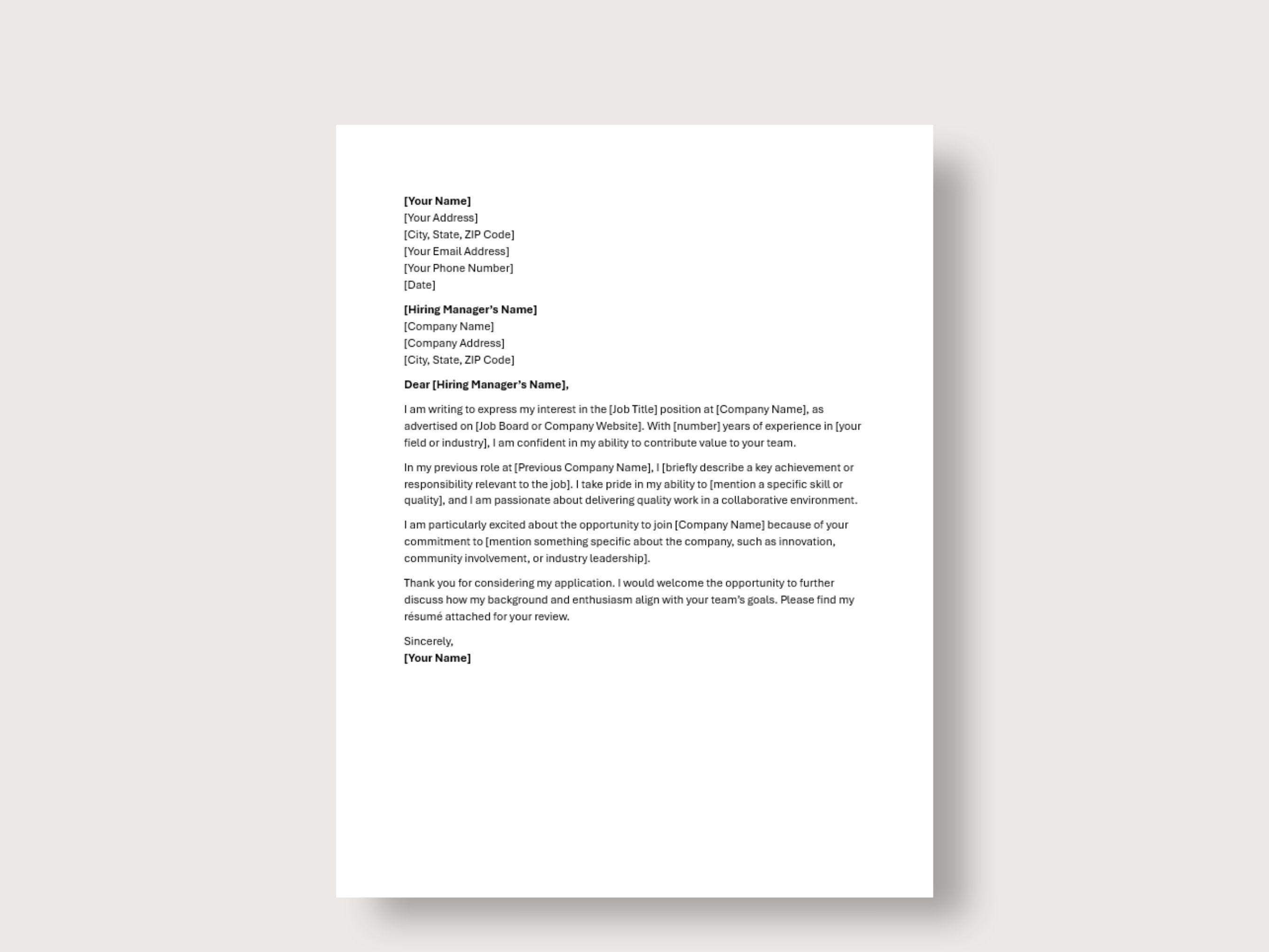 Simple Cover Letter, Cover Letter Form, Cover Letter Example, Cover ...