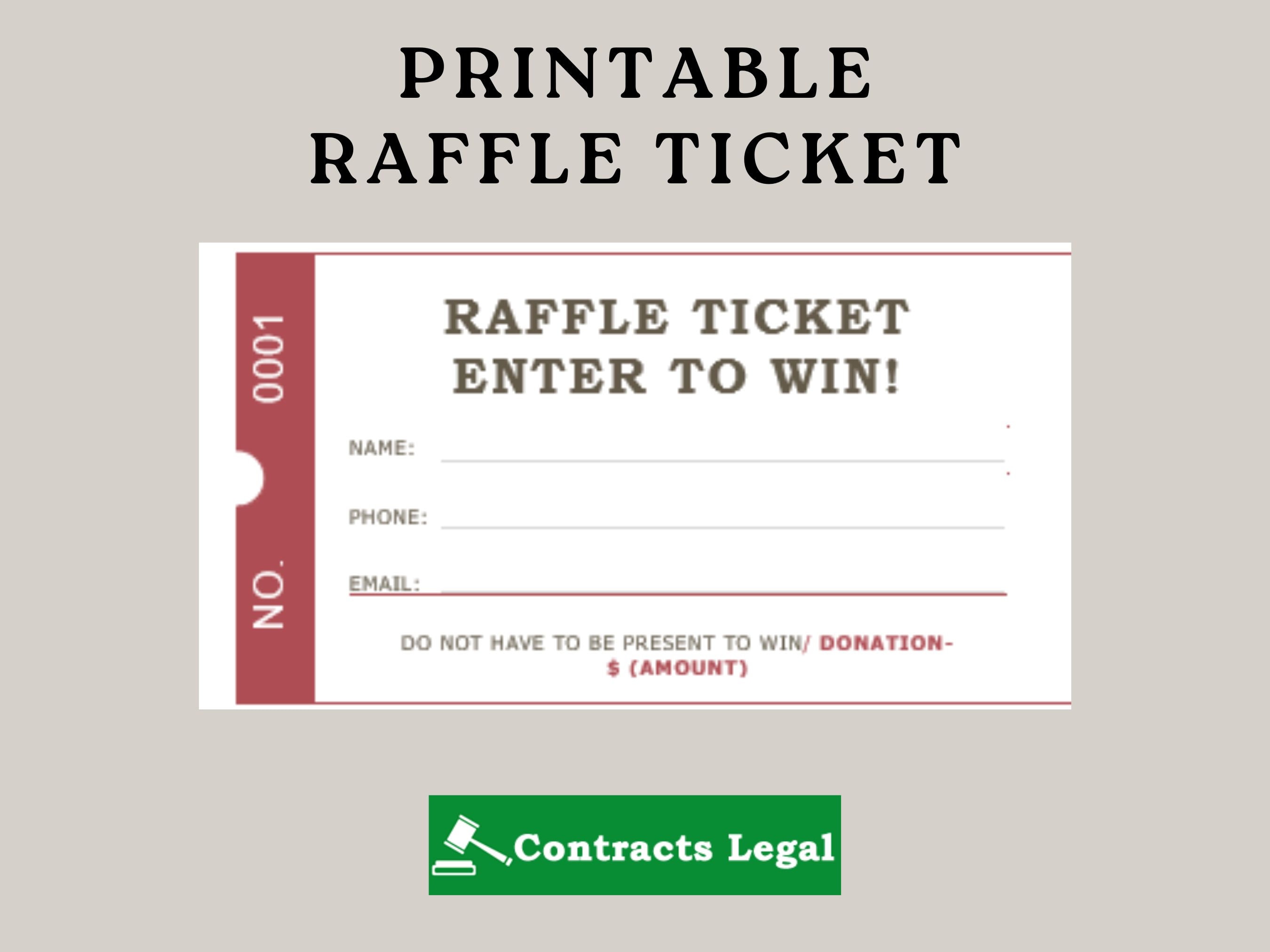 Printable Raffle Ticket, Draw Ticket, Drawing Slips, Numbered Tickets ...