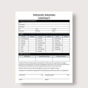 Power Washing Contract Template: Pressure Washing Business (digital ...