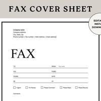 Fax Cover Sheet Modern Printable PDF File - Etsy
