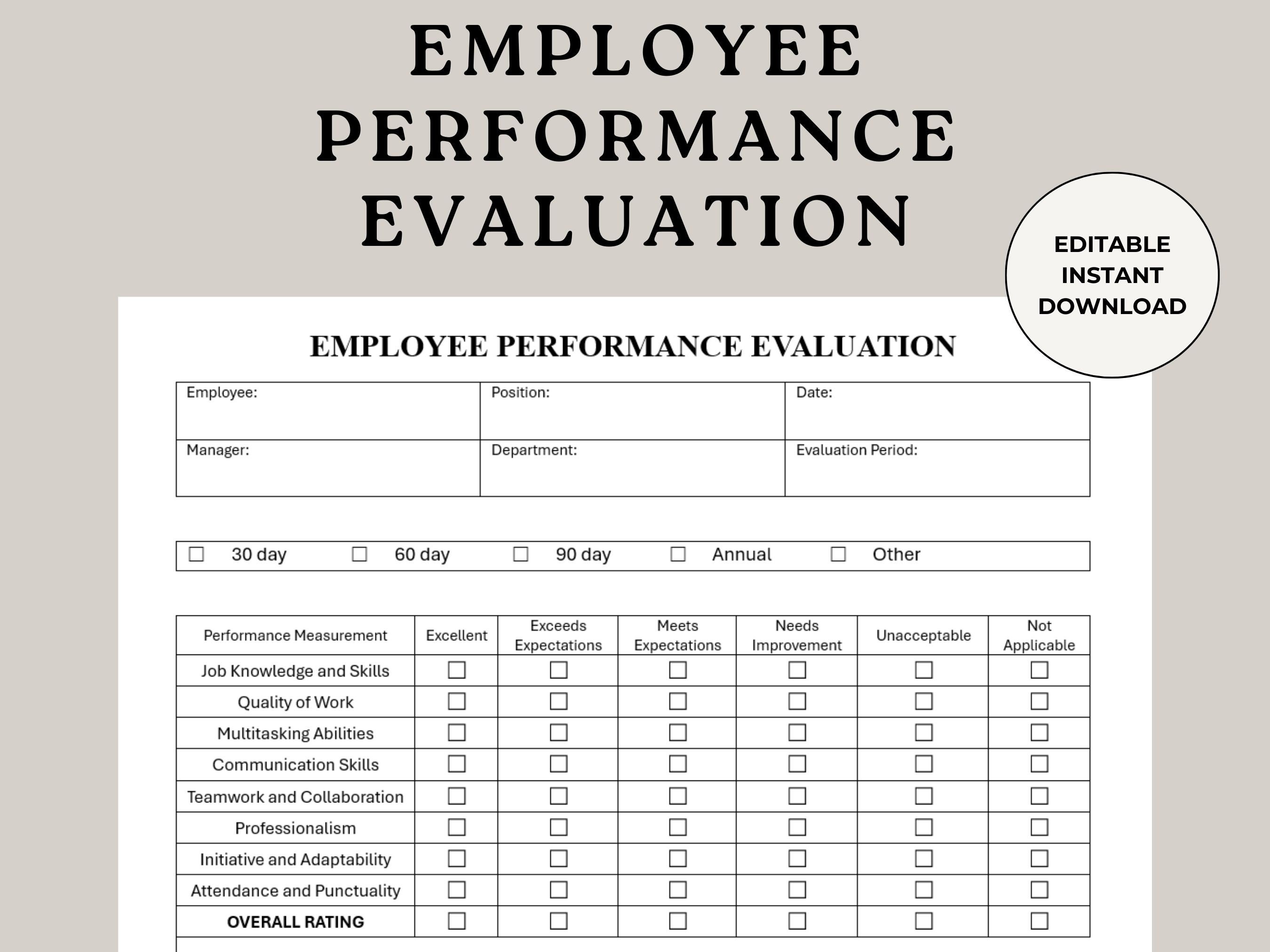 Employee Performance Evaluation, Employee Assessment, Employee Review ...