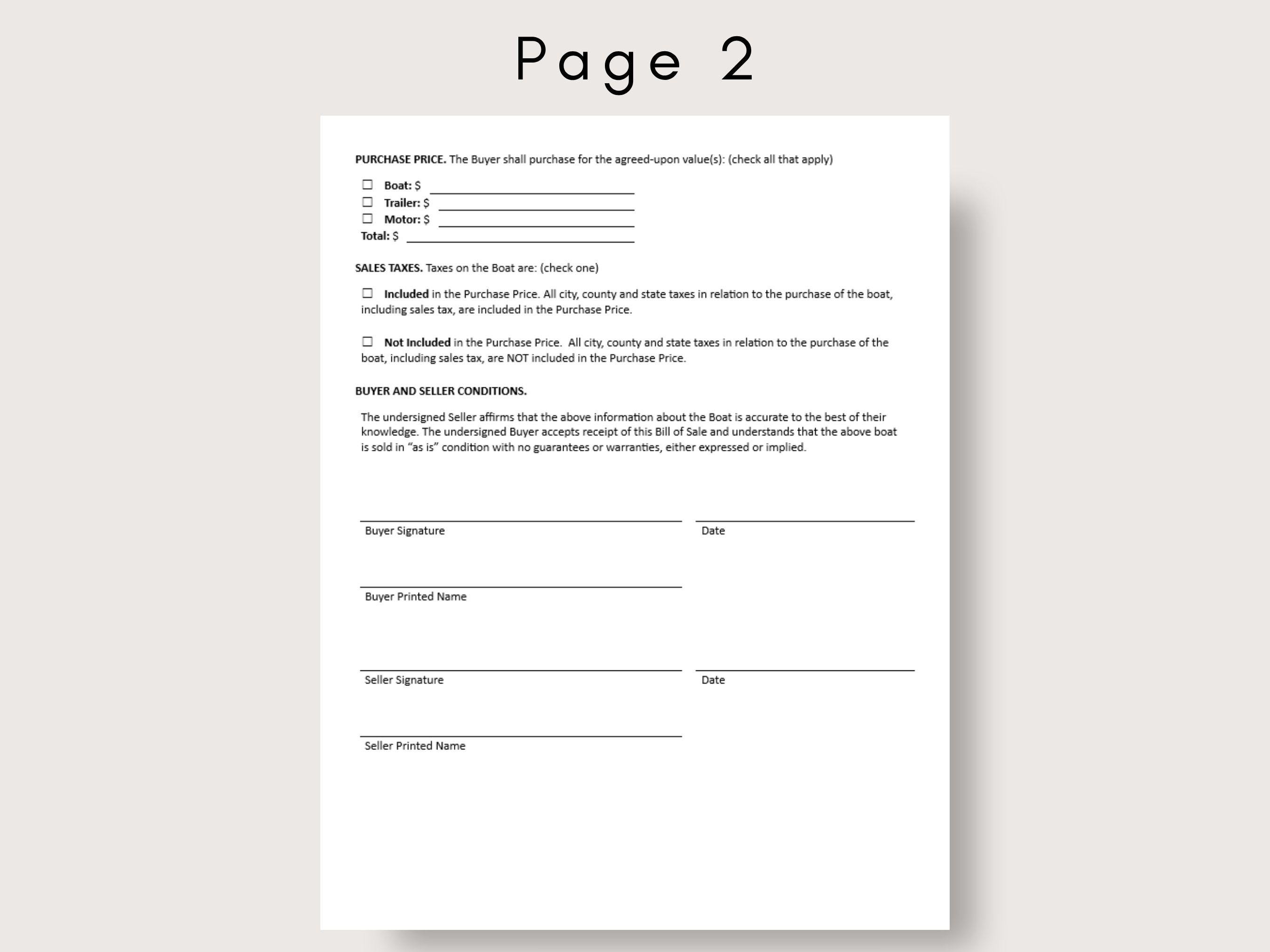 Boat Bill of Sale, Bill of Sale Form, Transfer Ownership, Sale Form ...