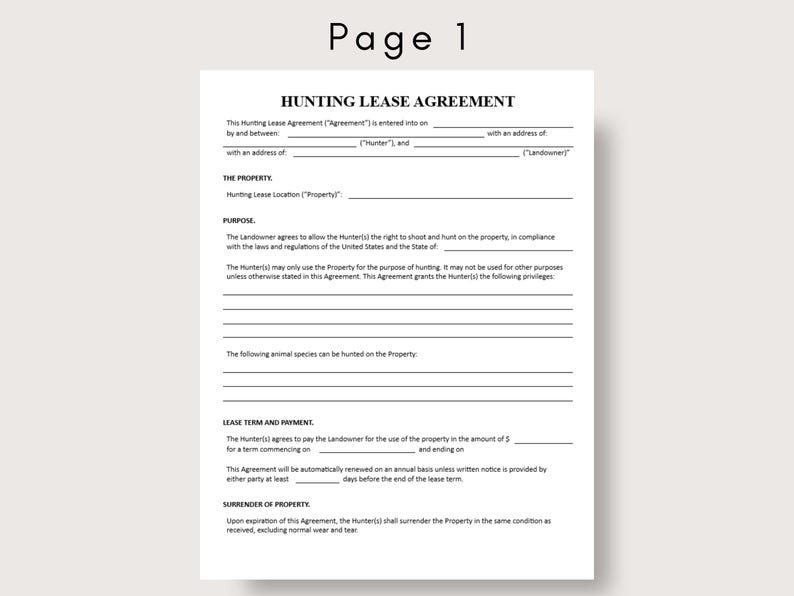Hunting Lease Agreement, Hunting Grounds, Hunt Lease, Lease Form ...
